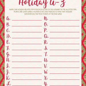 Holiday A-Z Holiday Scattergories Christmas Games | Etsy