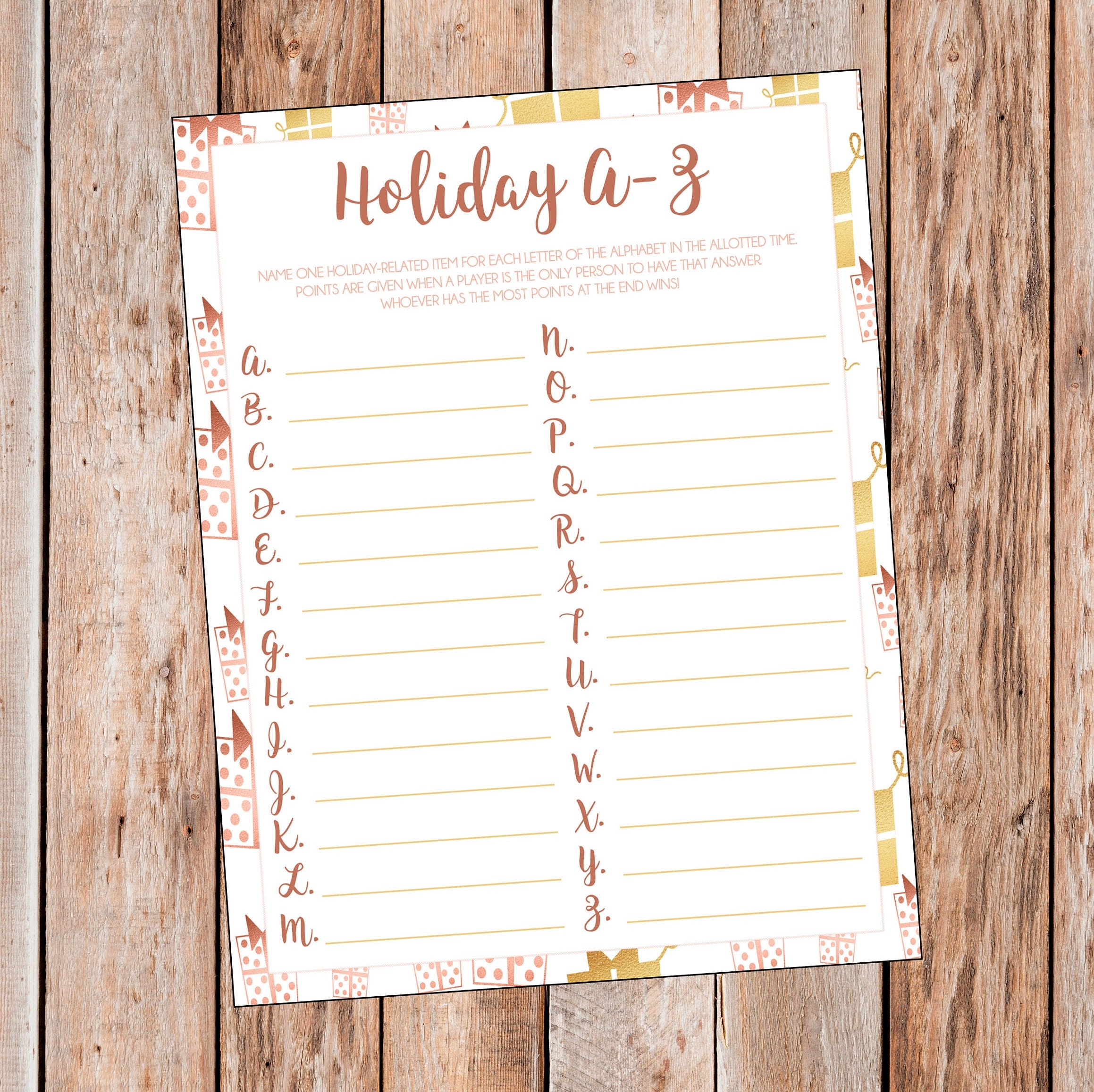Holiday A-Z | Holiday Scattergories | Christmas Games | Christmas Party ...