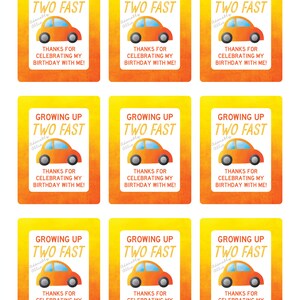Growing up TWO Fast Gift Tag | 2nd Birthday Party Gift Bag | Two Fast ...