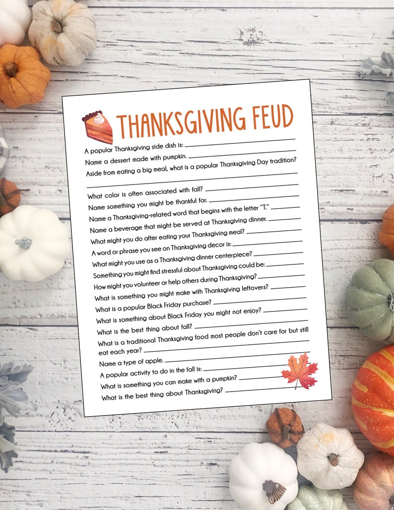 Thanksgiving Family Feud Game | Fall Family Feud Game | Thanksgiving ...