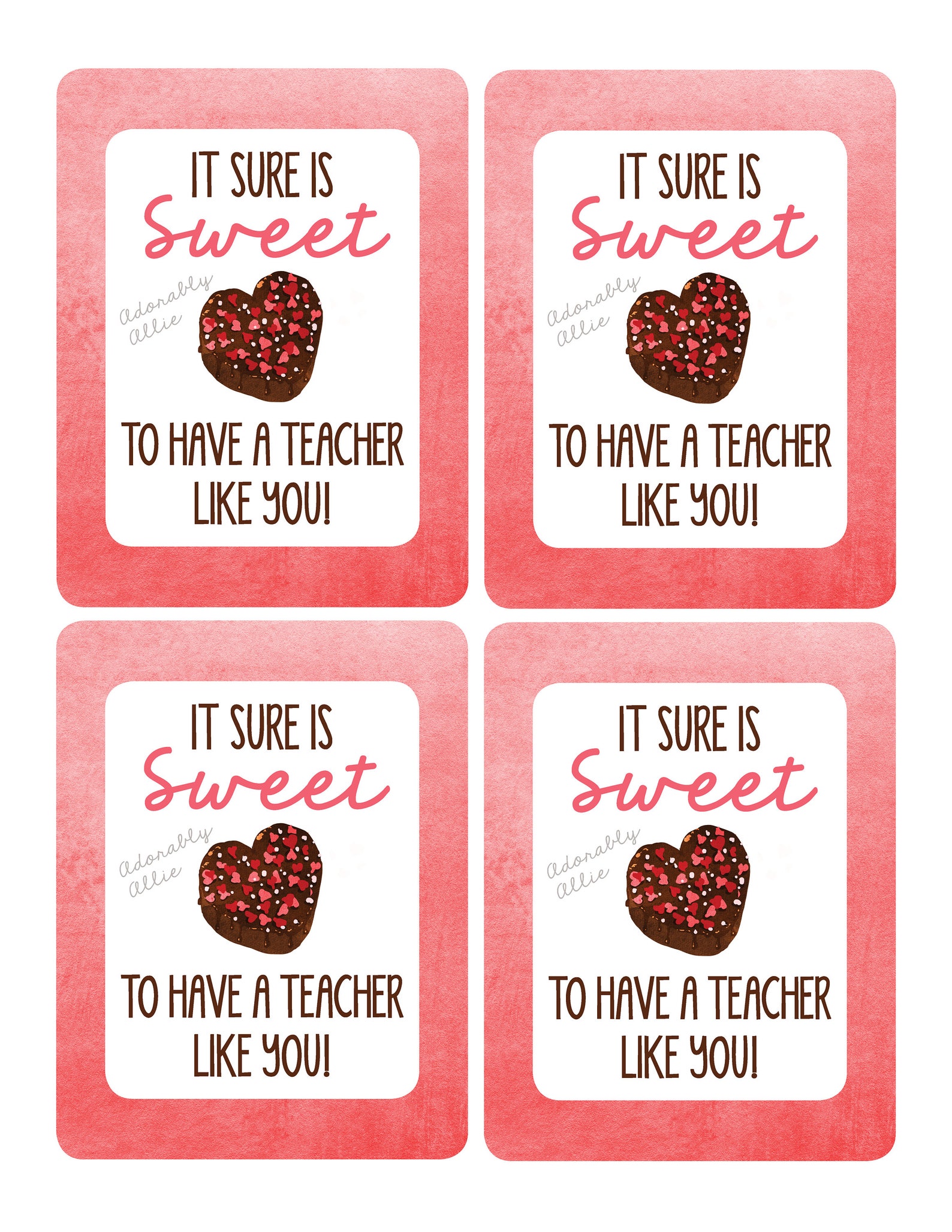 It Sure is SWEET to Have A Teacher Like You Valentine Treat Tag ...