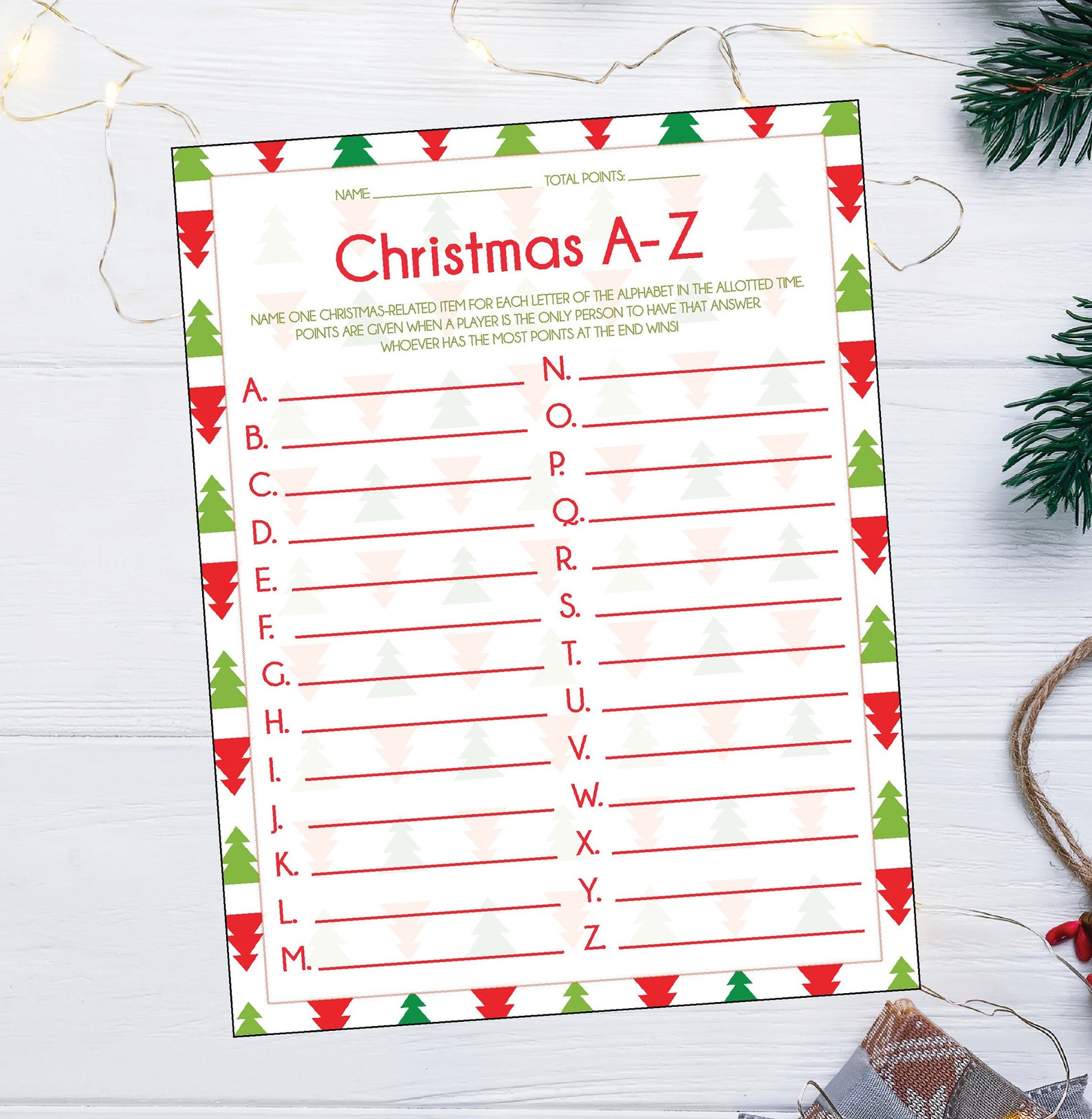 Christmas A-Z | Christmas Scattergories | Christmas Games | Christmas ...