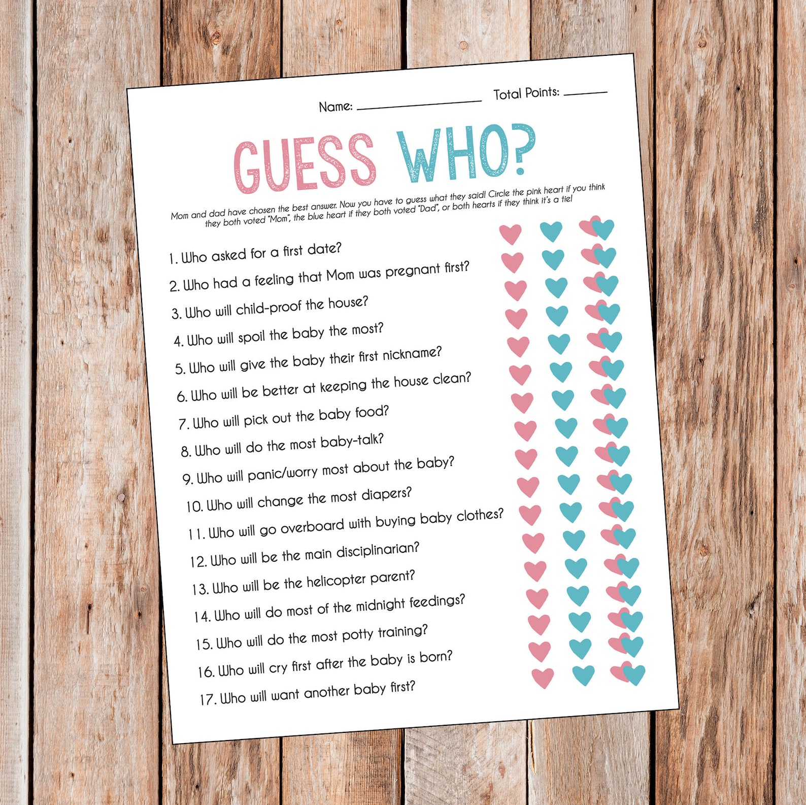 Guess Who: Mommy or Daddy Game Mom or Dad Quiz Baby Shower | Etsy
