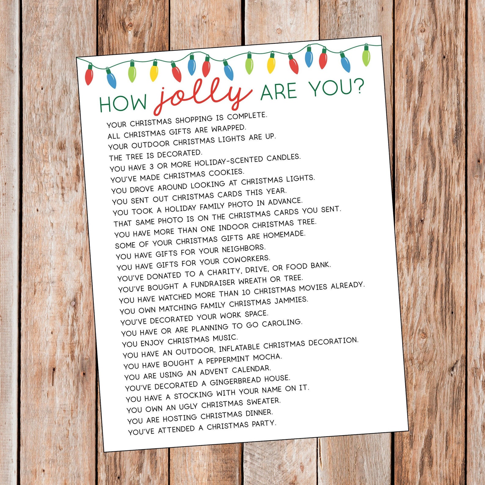 How Jolly Are You Christmas Game Holiday Game Christmas Party Games ...