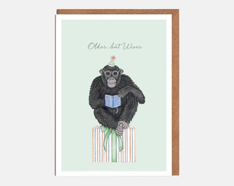 Chimpanzee Birthday Card - Etsy