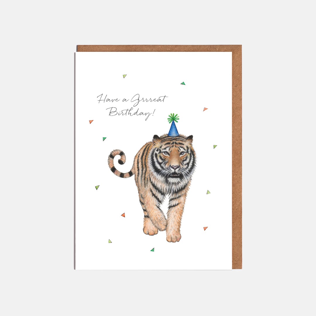 Tiger Birthday Card 'have Greattt Birthday' Animal Card Card for Her ...