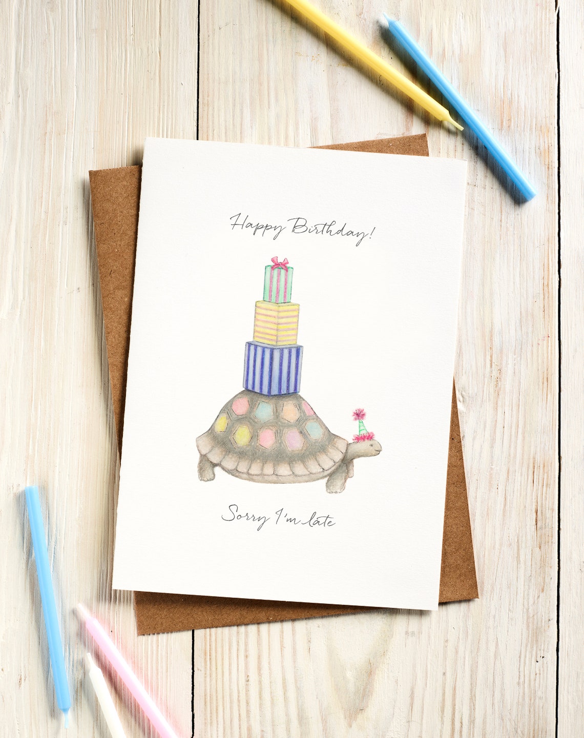 Tortoise Birthday Card 'happy Birthyay, Sorry I'm Late' Sorry I'm Late ...