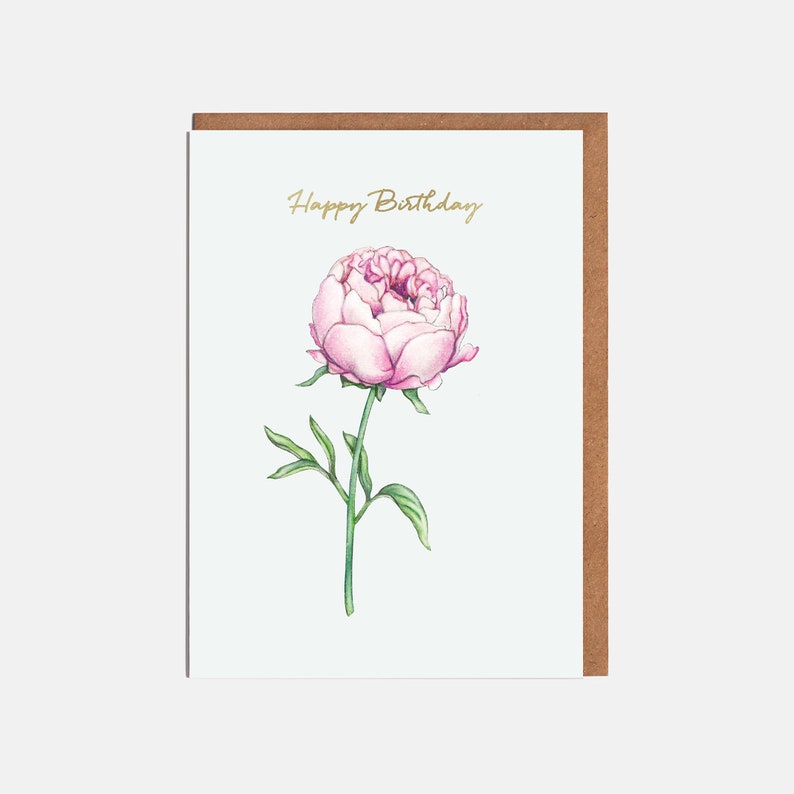 Peony Flower Birthday Card - Floral Birthday Card - Flower Card - Card ...