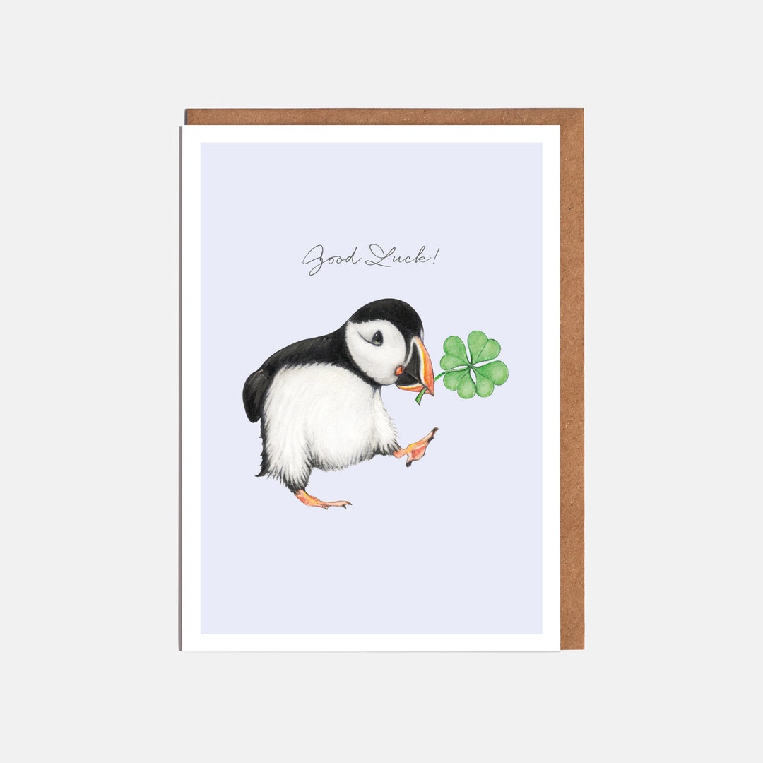 Puffin Good Luck Card - 'good Luck' - Card for Her - Card for Him - Etsy
