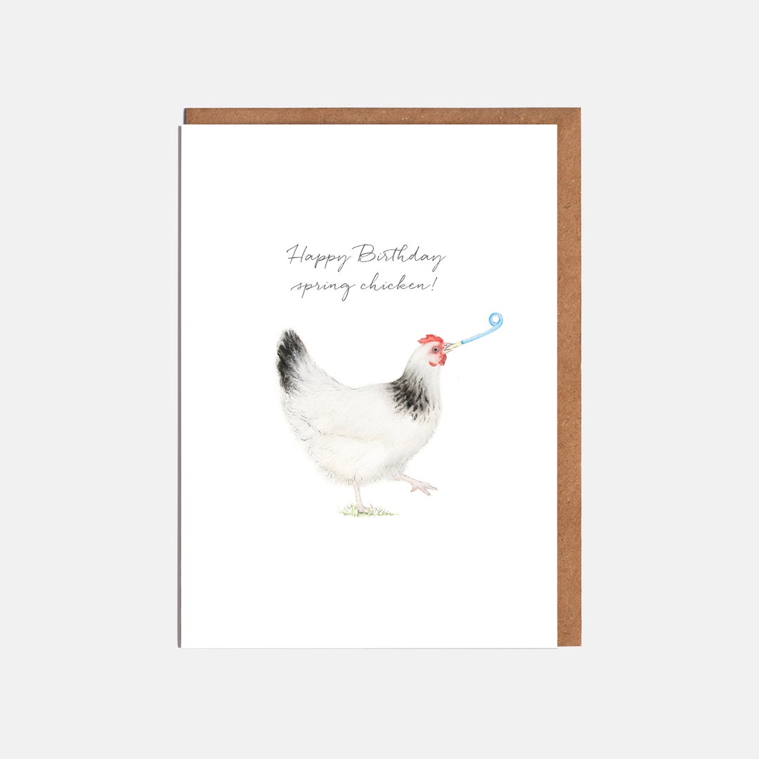 Chicken Birthday Card - 'happy Birthday Spring Chicken' - Card for Her ...