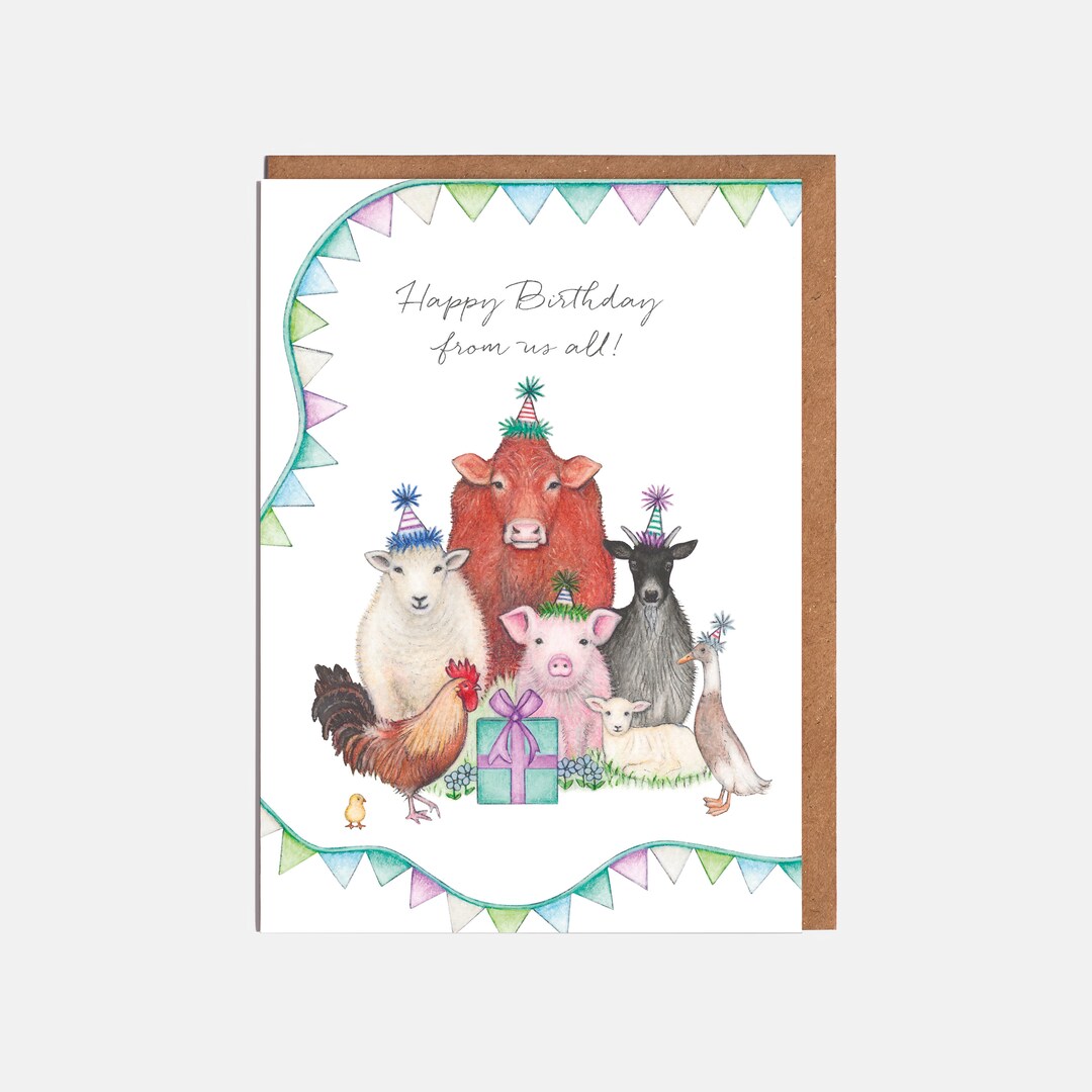 Farm Birthday Card - 'happy Birthday' - Animal Card - Cow - Chicken ...