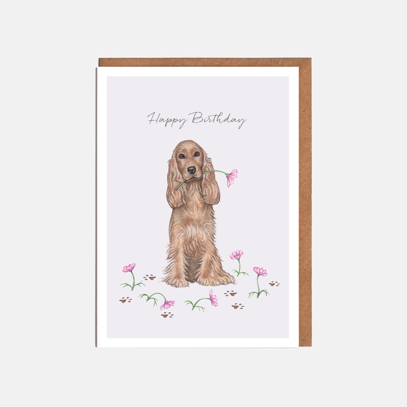 Cocker Spaniel Birthday Card 'happy Birthday' - Etsy