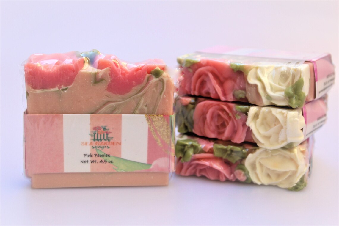 Pink Peonies Handmade Soap - Etsy
