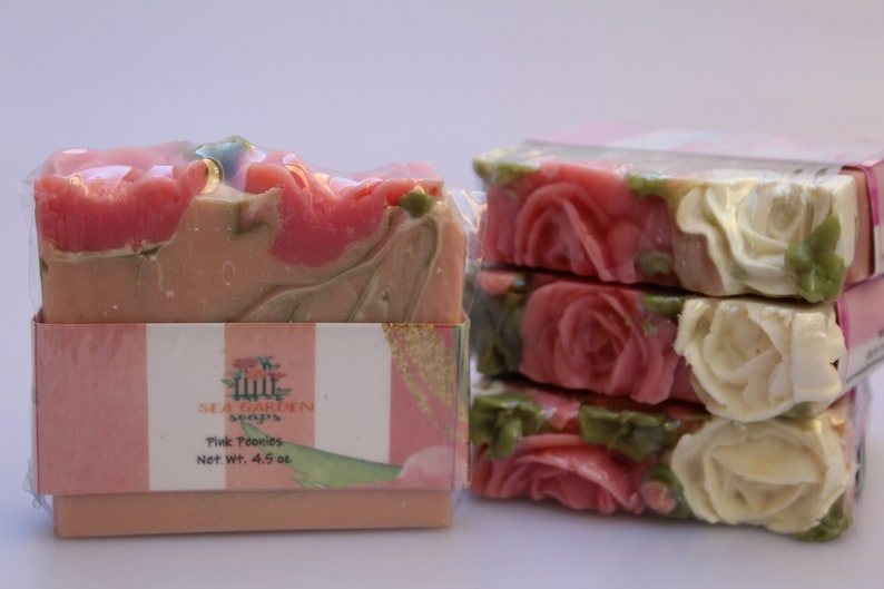 Pink Peonies Handmade Soap - Etsy