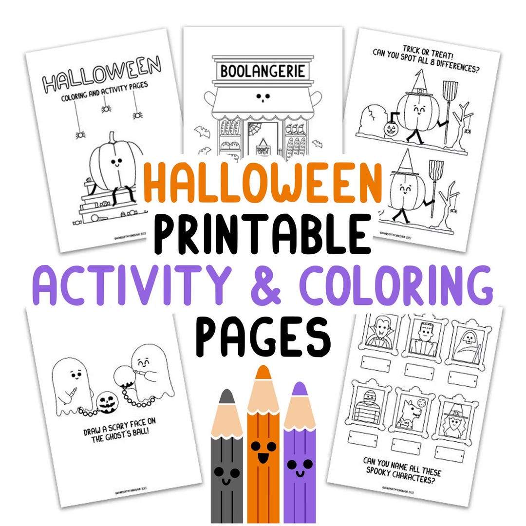 Halloween Printable Kids Activity & Coloring Pages - Etsy