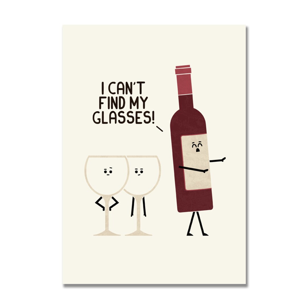 Lost Glasses Red Wine Art Print - Etsy