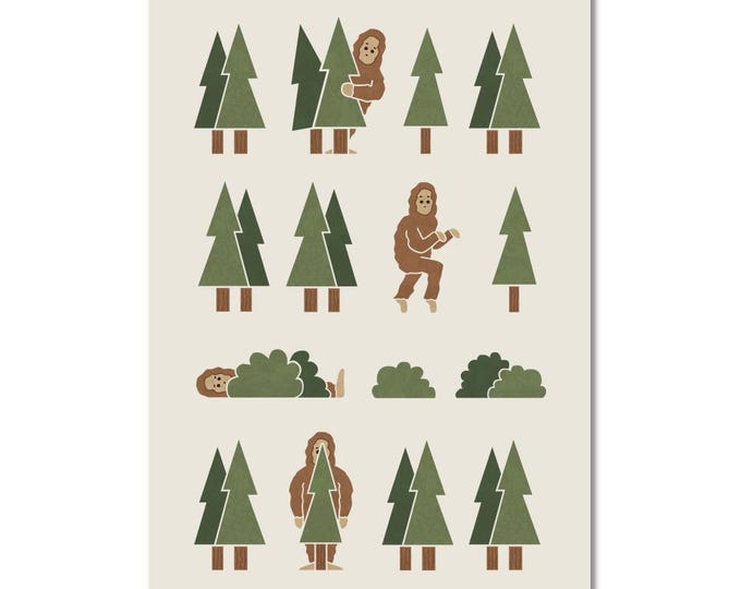 Bigfoot Poster, Cryptids Art Print, Cryptid Creature Wall Decor ...