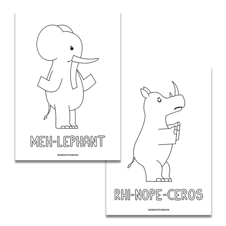 Animoods 12 Printable Punny Coloring Pages - Etsy