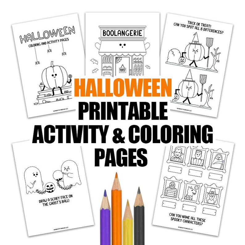 Halloween Printable Kids Activity & Coloring Pages - Etsy
