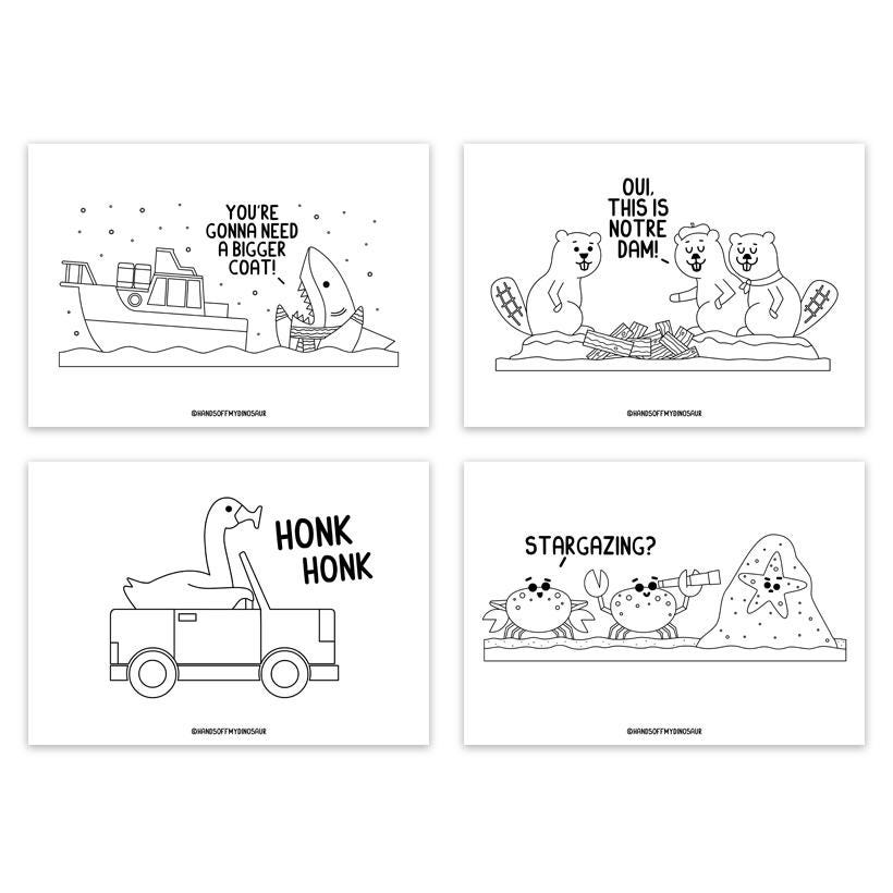 Funny Animals Printable Coloring Pages - Etsy
