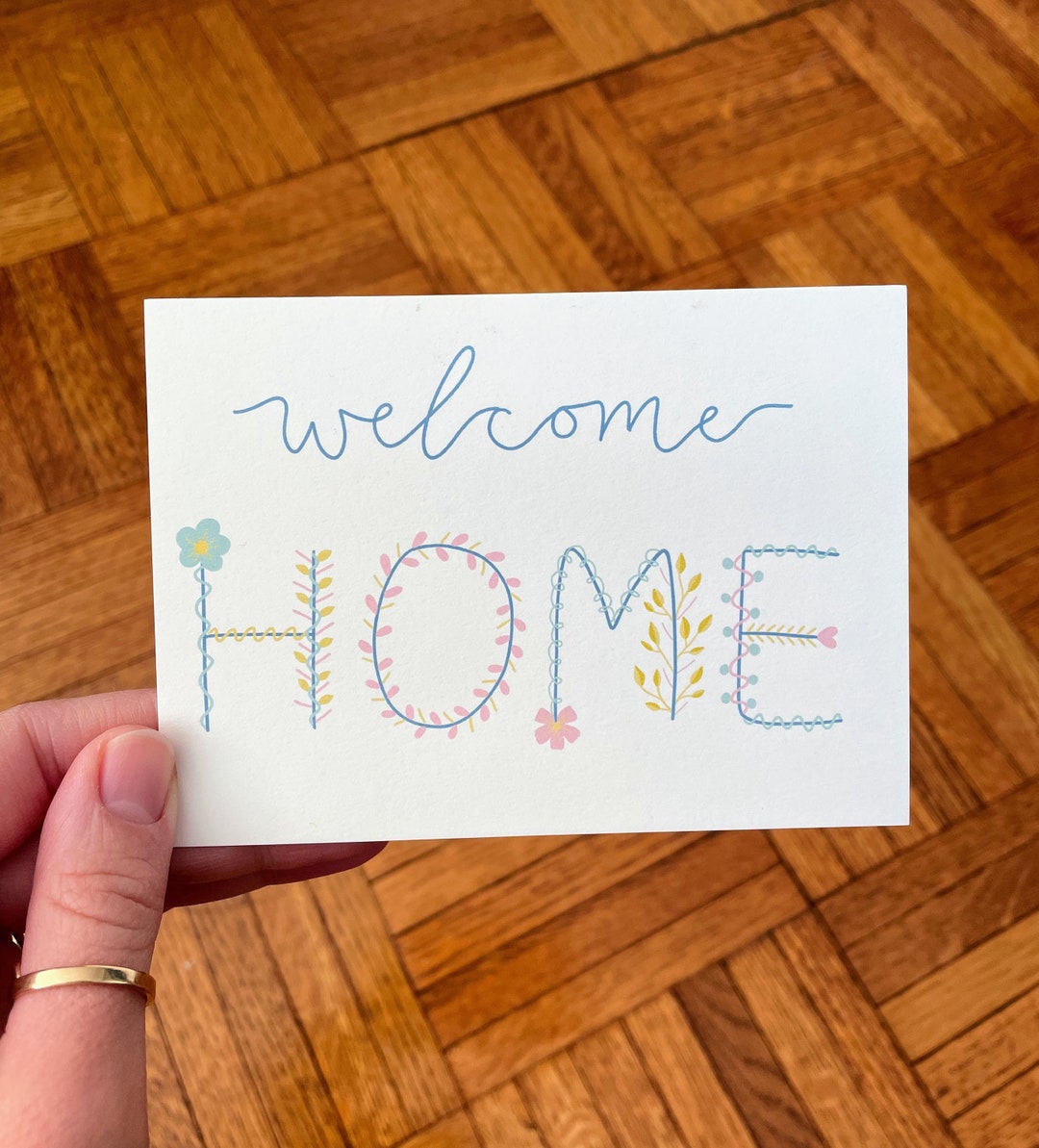 Welcome Home Card Handmade Greeting Card Florals - Etsy