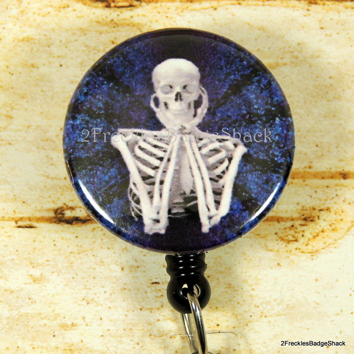 Skeleton Waiting at His Desk Retractable Badge Reel ID Badge | Etsy