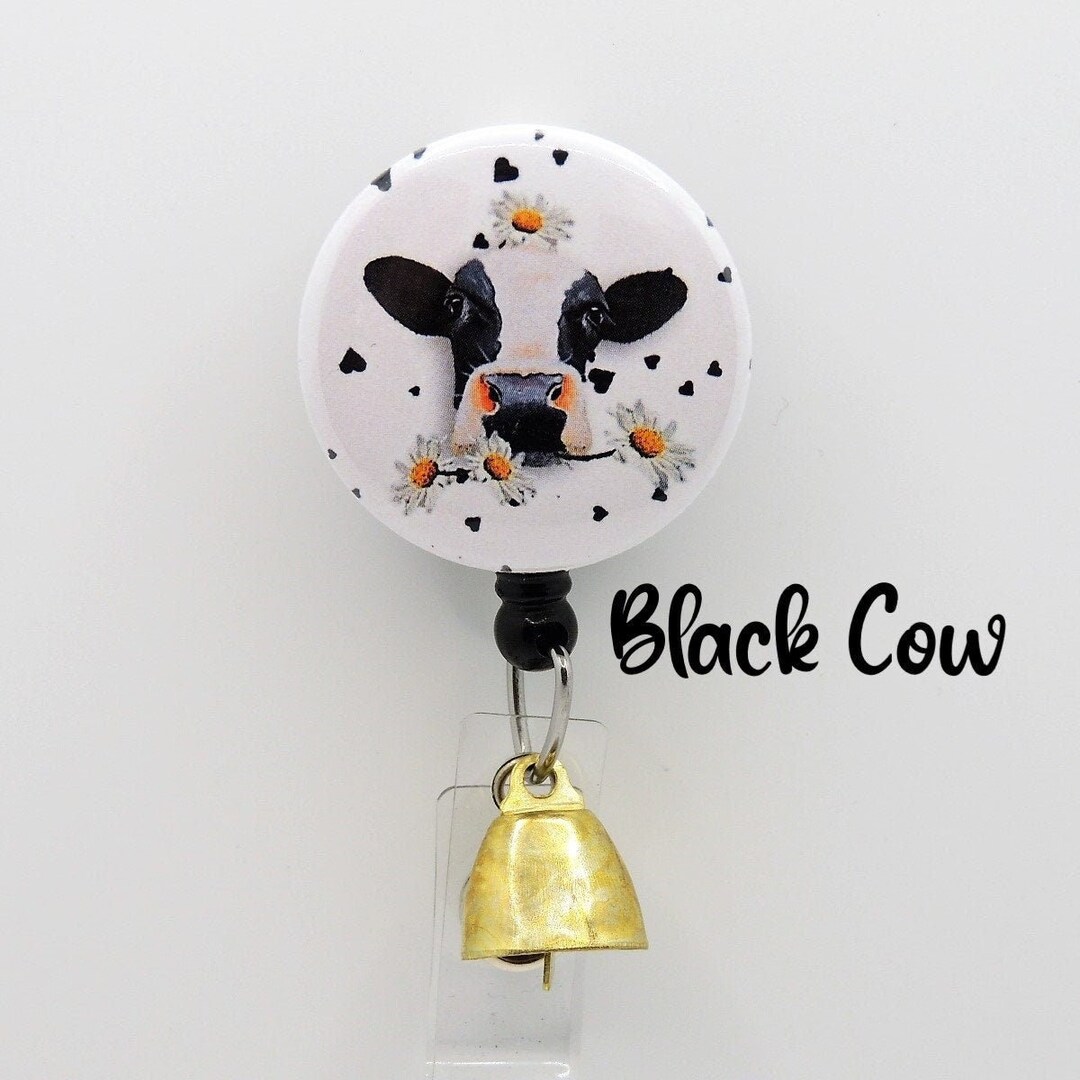 Cow Black Retractable Badge Reel ID Badge Holder Key - Etsy