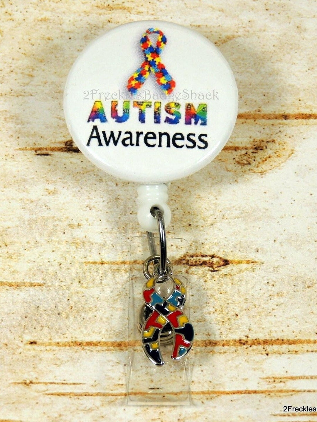 Autism Awareness Badge Reel: Puzzle Ribbon Design - Etsy