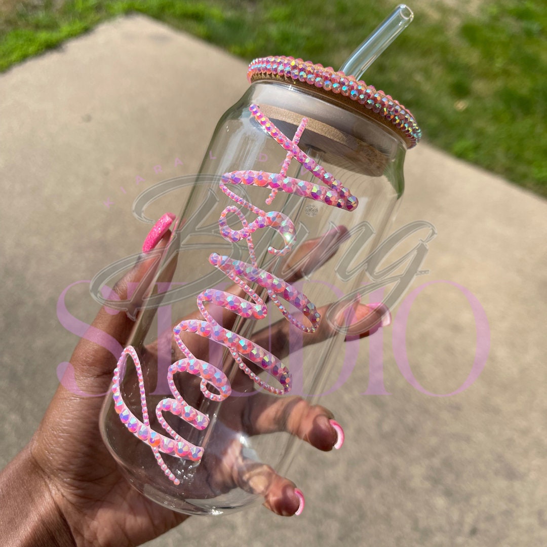 Personalized Bling Glass Can With Name | Gifts for Mom, Girlfriend ...