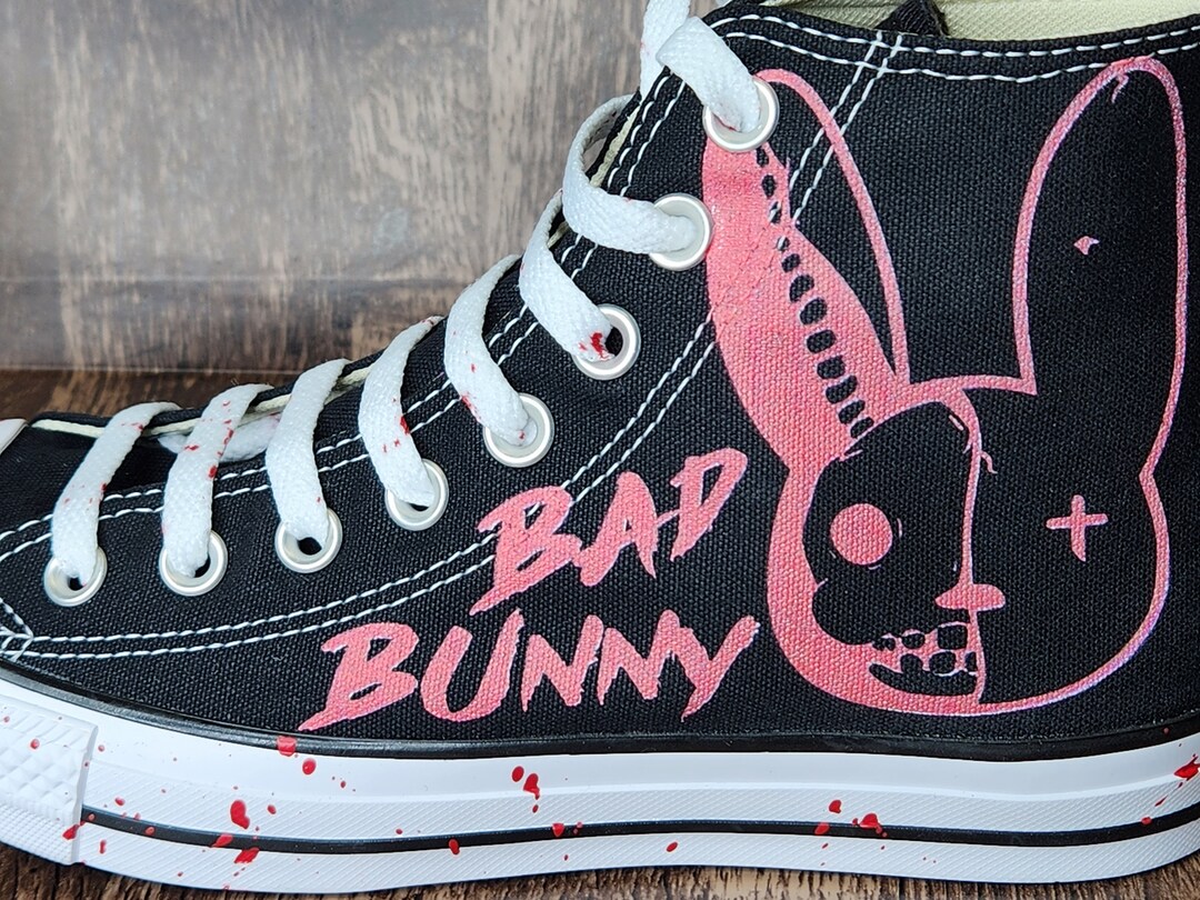 Bad Bunny Converse High Tops Custom Scary Horror Shoes for Birthday ...
