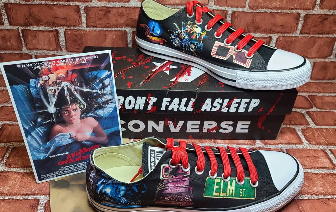Elm Street Converse Shoes - Custom Scary Horror Low Top Sneakers for ...