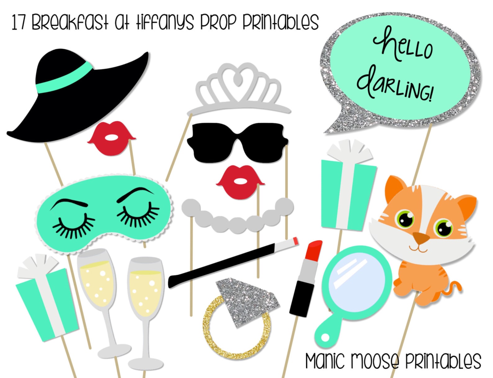 Printable Breakfast at Tiffany's Photo Booth Props ~ Tiffany Party ...