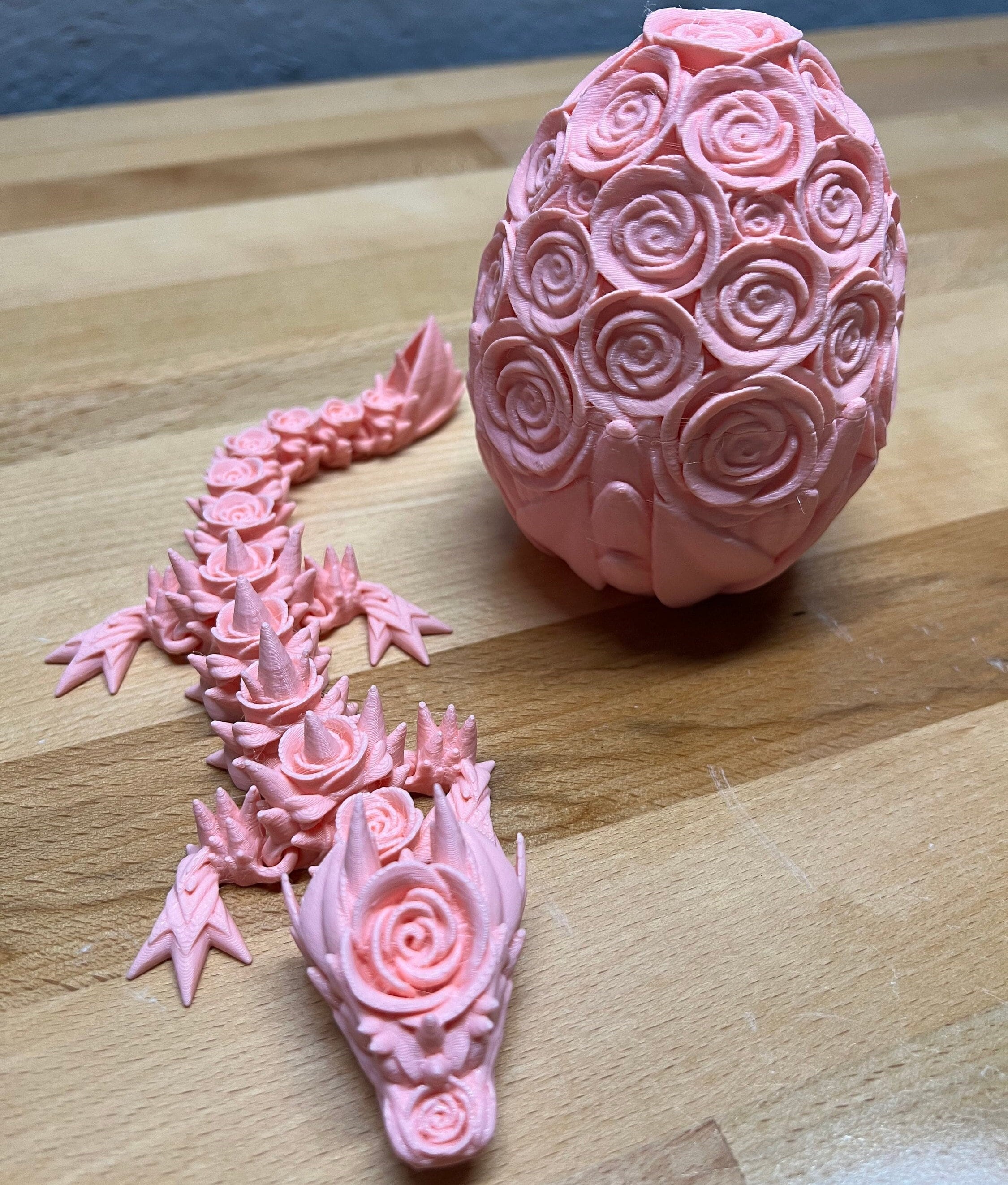 3d Printed, Rose Dragon & Egg, Desk Decor, Flexi Toy - Etsy