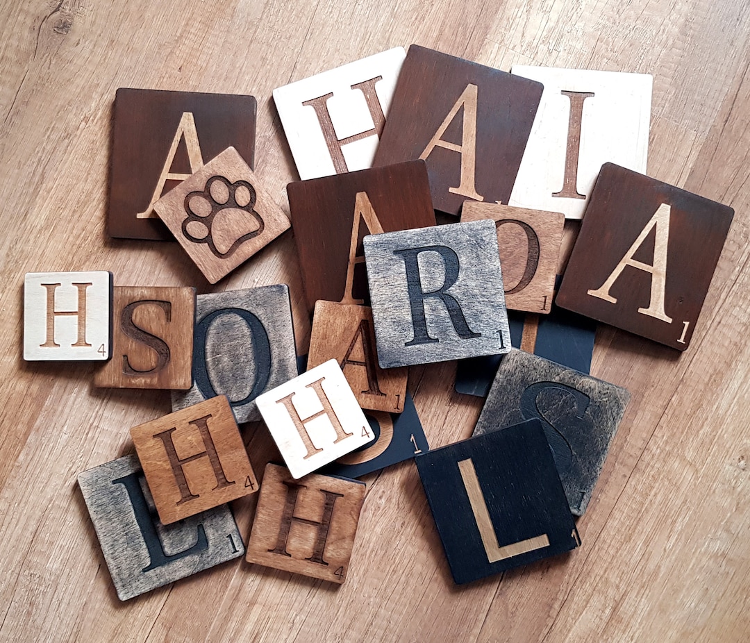 Wood Tile House Scrabble Tiles Family Name Signs Wall Wooden Scrabble ...