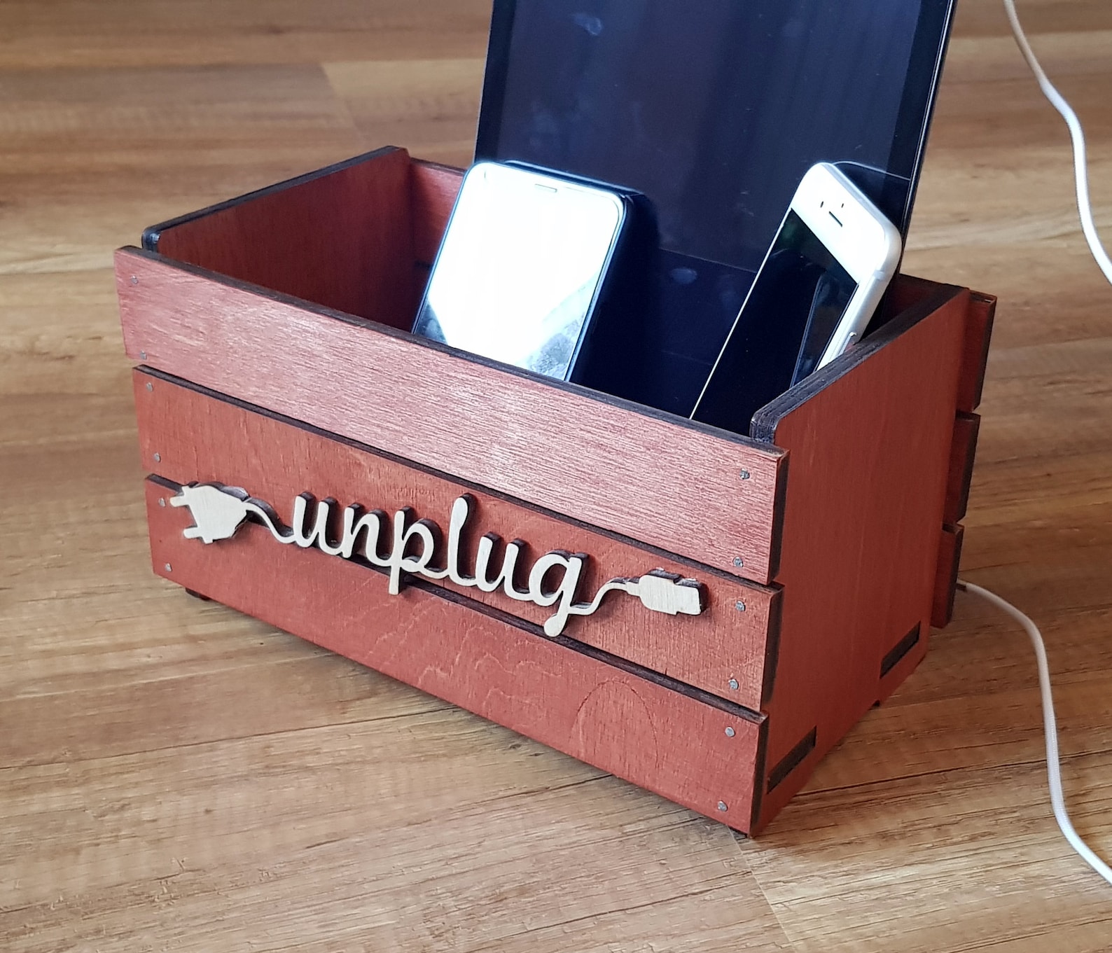 Personalized Wooden Box for Ipad Wood Box Two Phone Unplug Box - Etsy