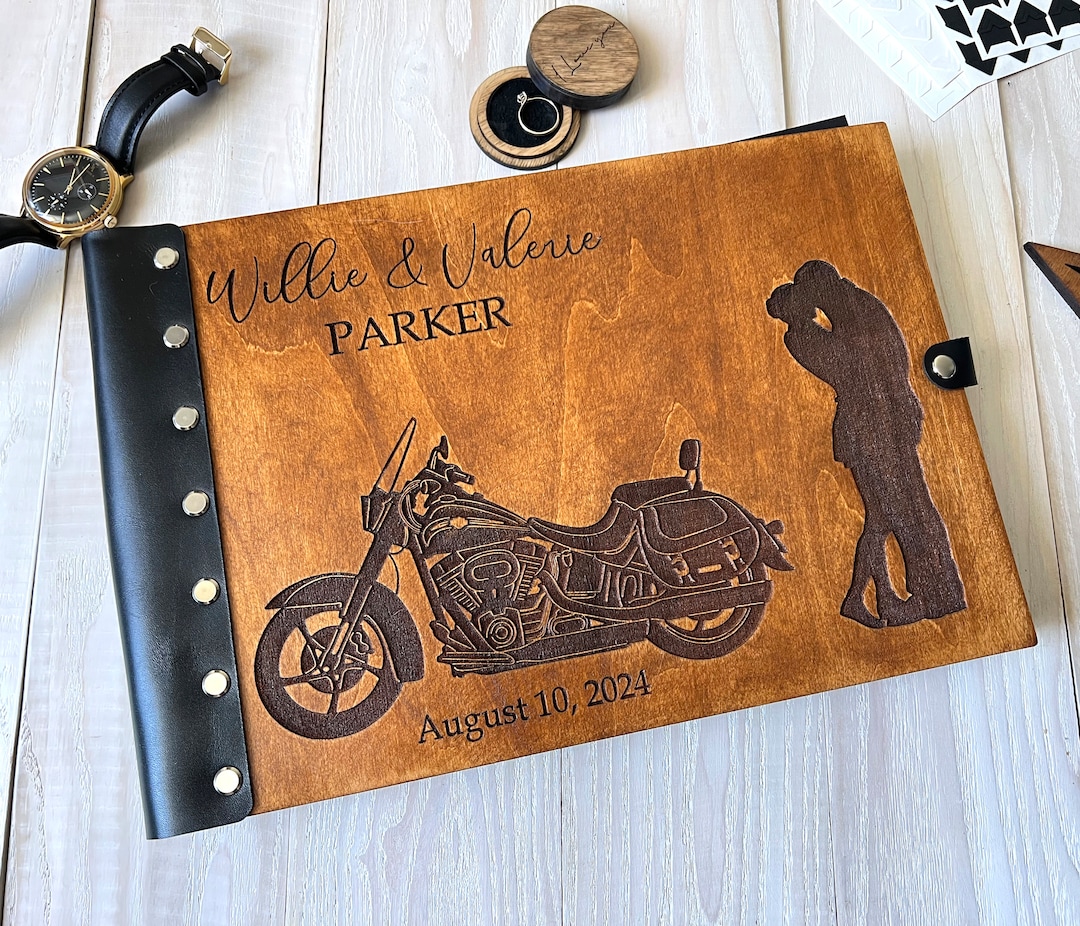 Biker Couple Photo Album Motorcycle Guest Book Travel Scrapbook ...