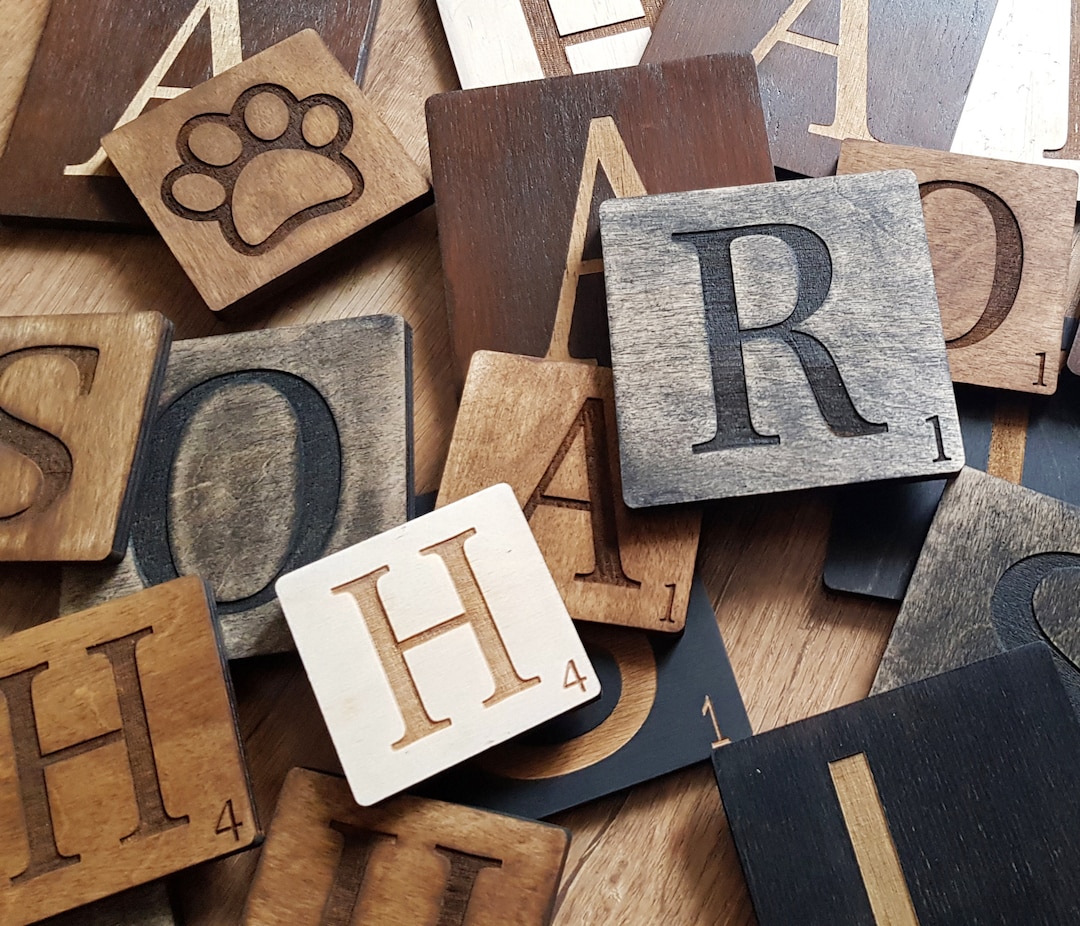 Engraved Wood Scrabble Tiles, Family Name Wall Art - Etsy