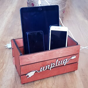 Personalized Wooden Box for iPad Wood Box Two Phone Unplug Box | Etsy