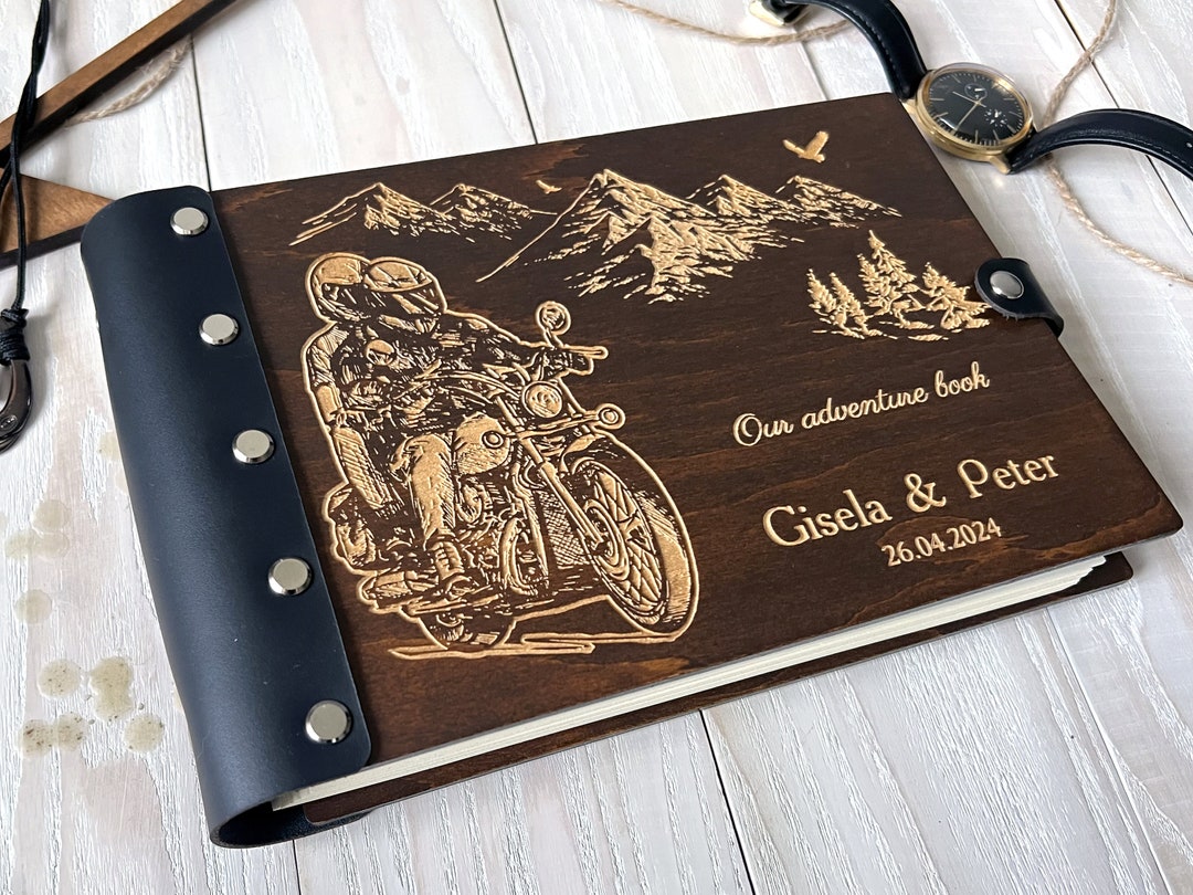 Biker Couple Photo Album Motorcycle Guest Book Personalized Travel ...