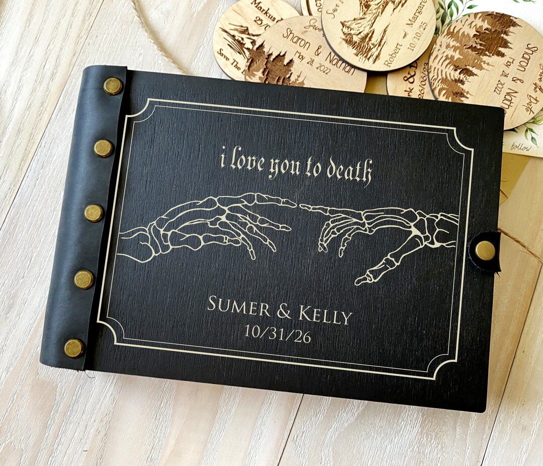 Love You to Death Wedding Photo Album Skeleton Hands Wedding - Etsy