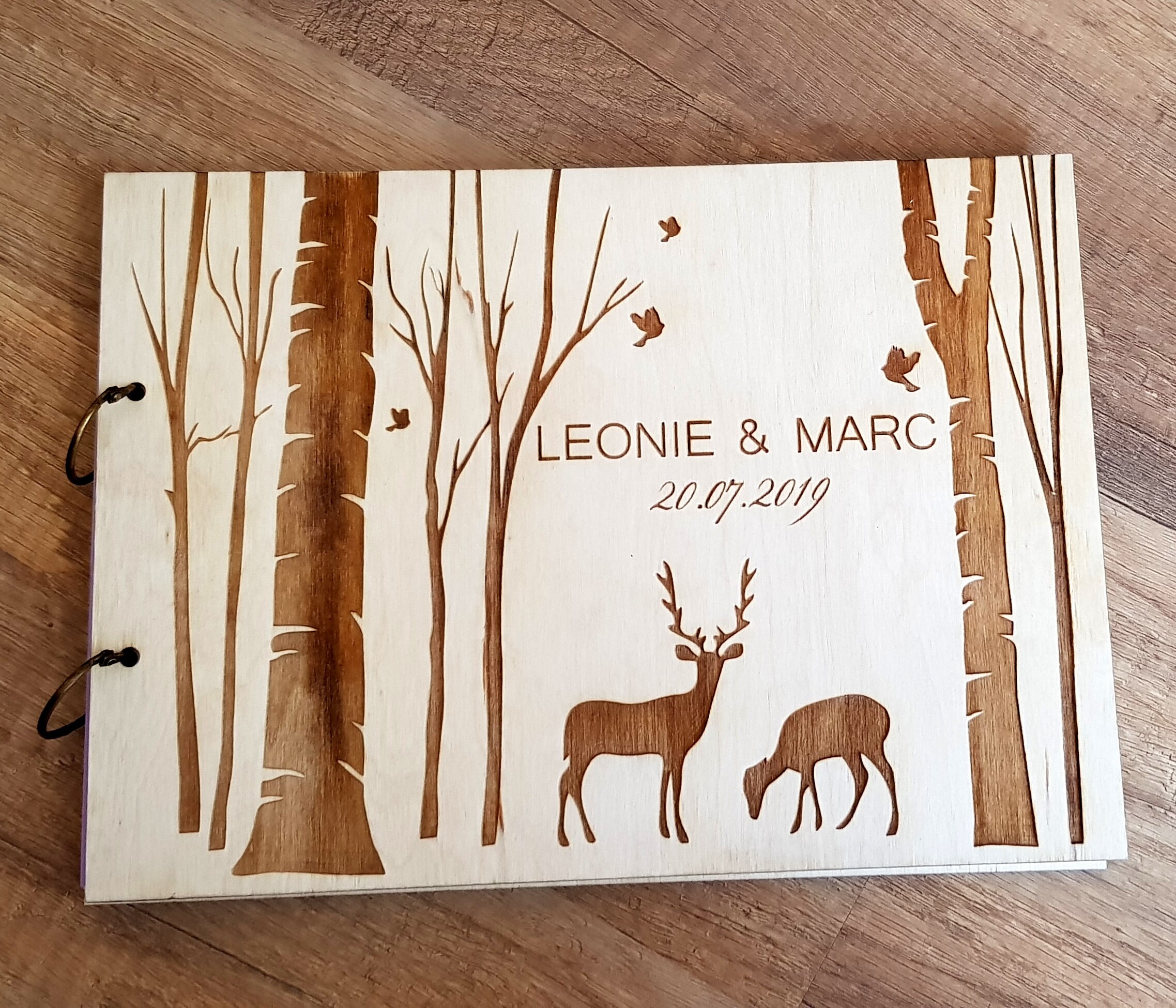 Personalized Wedding Guest Book Engraved Wooden Guest Book | Etsy