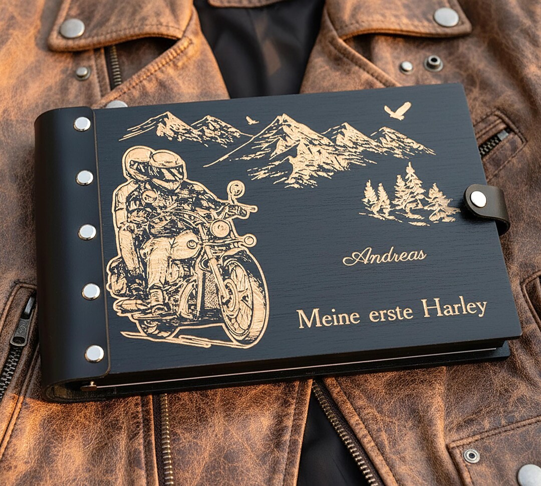 Personalized Motorcycle Wood Wedding Guest Book, Custom Adventure ...