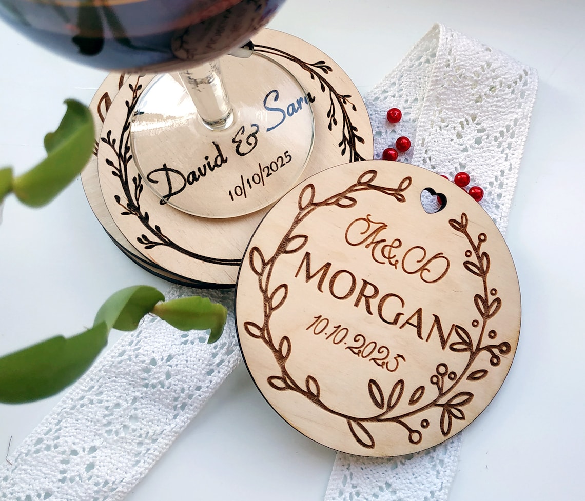 Personalized wedding coasters personalized rustic wedding | Etsy