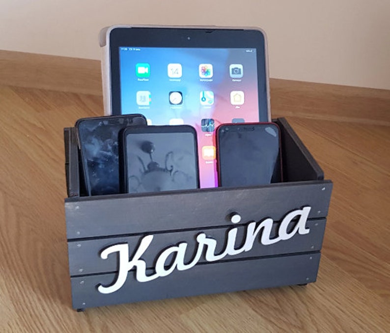 Personalized Wooden Box for Ipad Wood Box Two Phone Unplug Box - Etsy