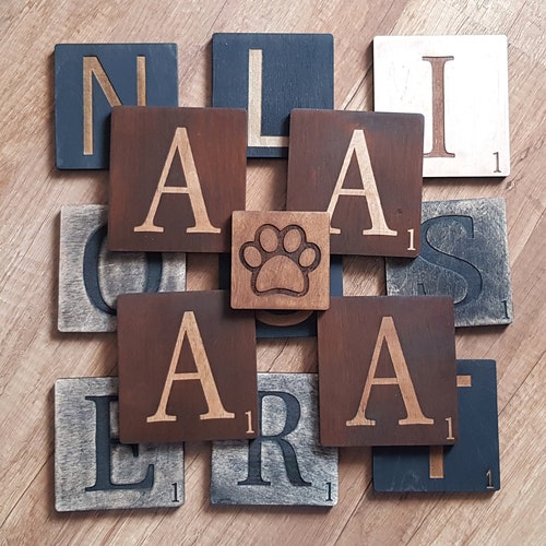 4x4 Wooden Scrabble Tiles Wall Art Family Scramble Letters | Etsy