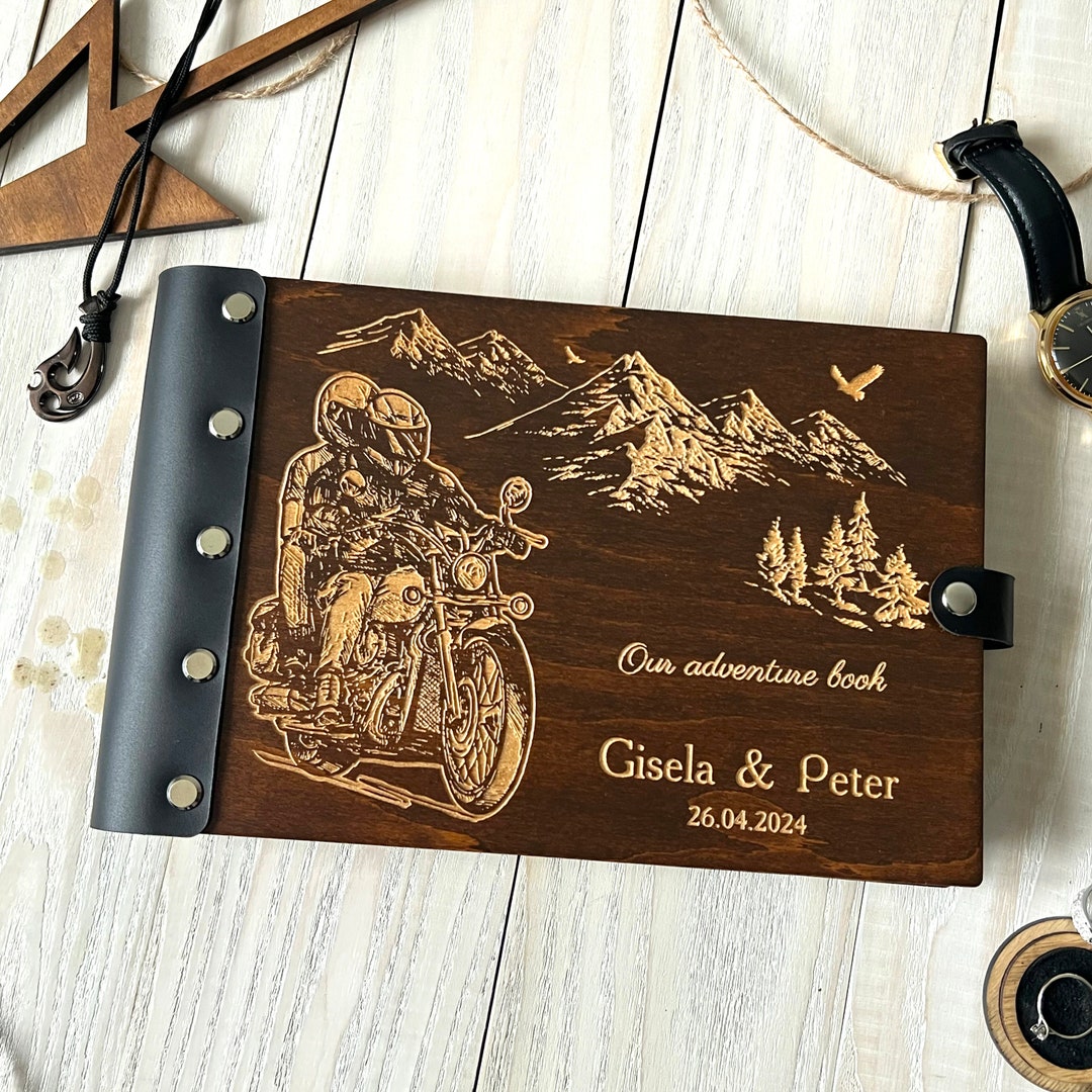 Biker Couple Photo Album Motorcycle Guest Book Personalized Travel ...