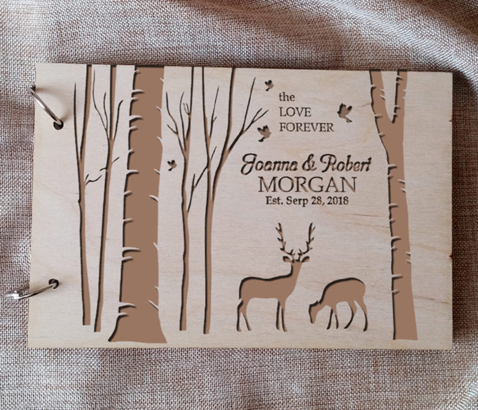 Personalized Wedding Guest Book Engraved Wooden Guest Book | Etsy