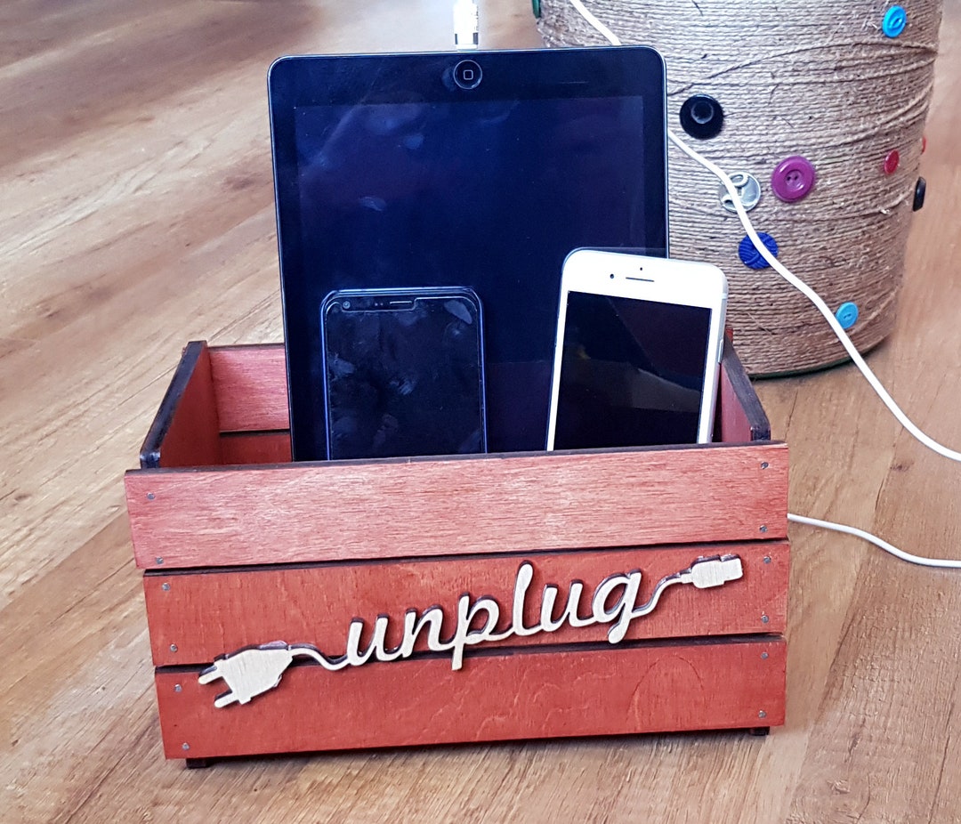 Personalized Wooden Box for Ipad Wood Box Two Phone Unplug Box - Etsy
