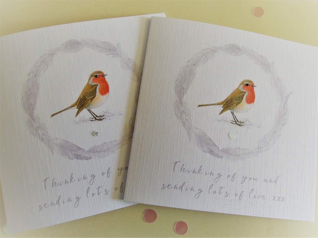 Personalised Handmade Bereavement Sympathy Card Robin & Feather Wreath ...