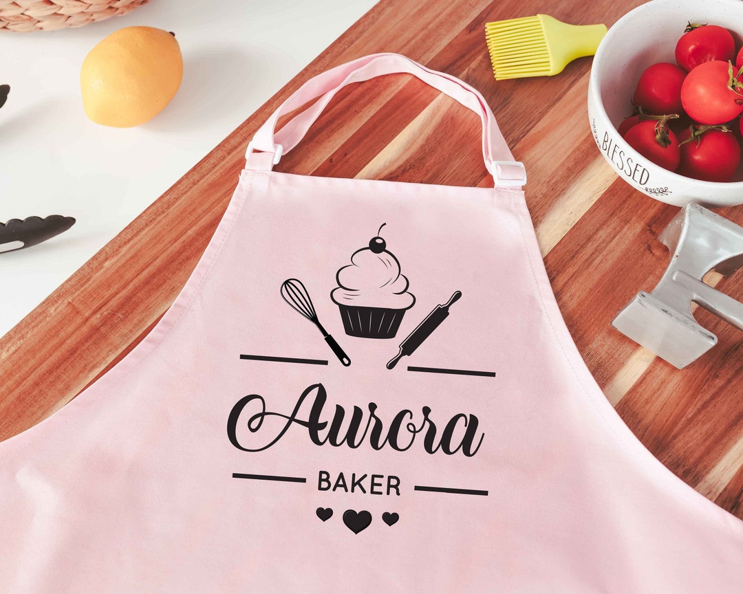 Cute Apron for Kids | Baking Pink Apron With Chef Hat | Personalized ...
